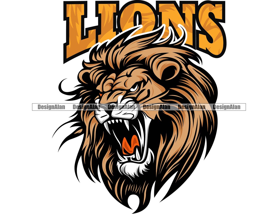 Lion School Mascot Sports Team Cartoon Character Growling Angry Big Cat ...