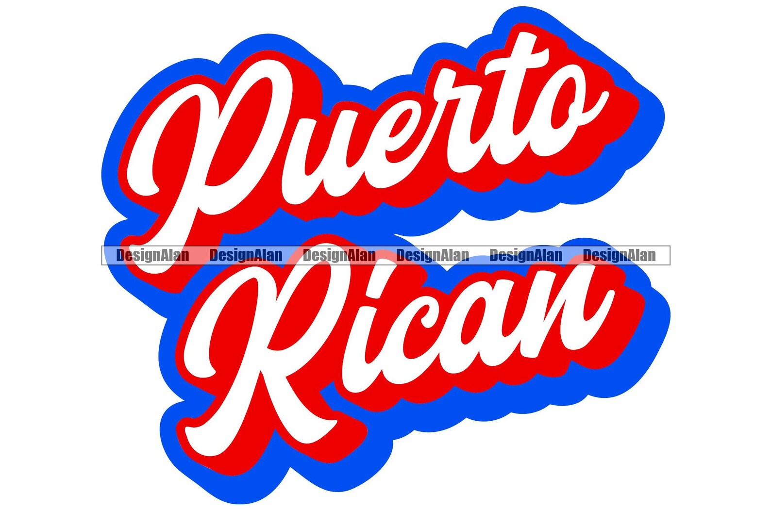 Puerto Rican Rico Flag Cursive Writing Text Word Quote Proud - Etsy