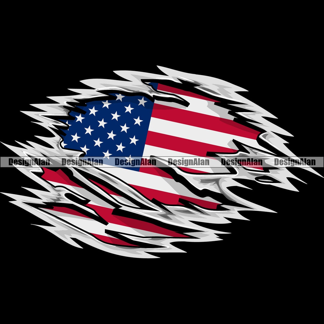 United States America American U.S.A. U.S. USA US Flag Torn Ripped ...
