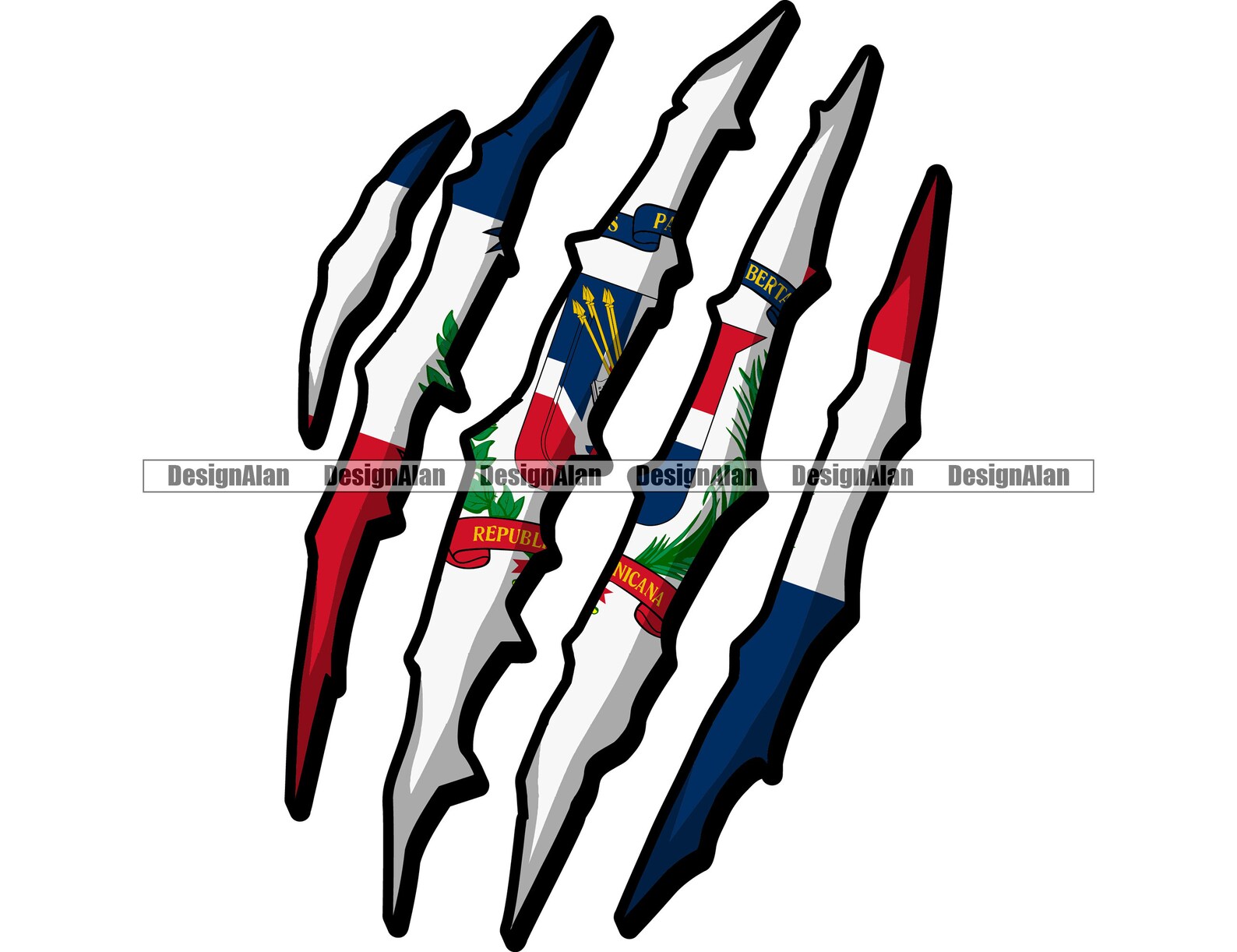 Dominican Republic Flag Animal Claw Scratches Monster Rip Pride Spanish ...