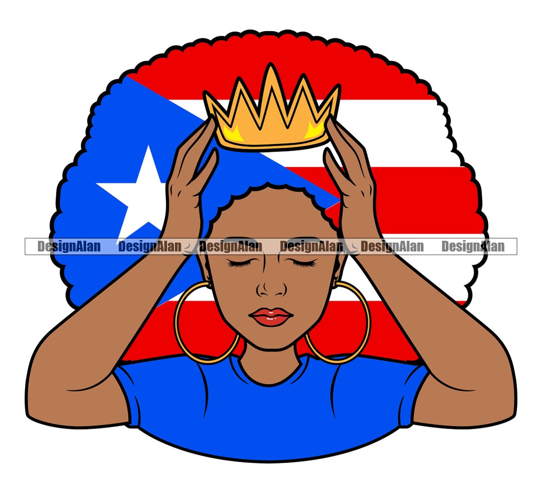 Puerto Rico Rican Queen Flag Fixing Her Crown Sexy Woman Female Girl Lady Spanish Latino ...