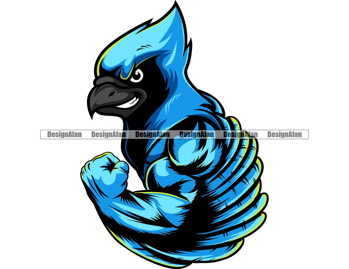 Bluejay Blue Jay Bird School Mascot Sport Team Cartoon Character Angry ...