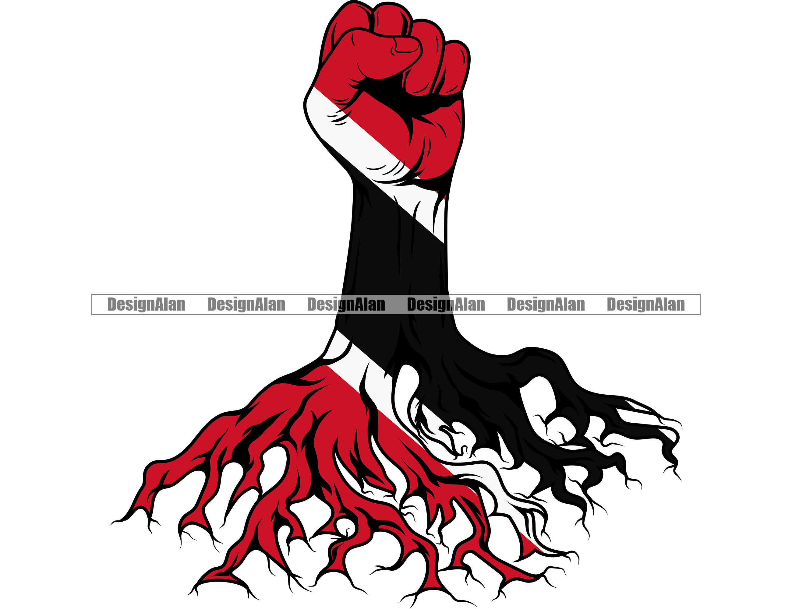 Trinidad and Tobago Trinidadian Flag Fist Hand Family Roots Born Pride ...