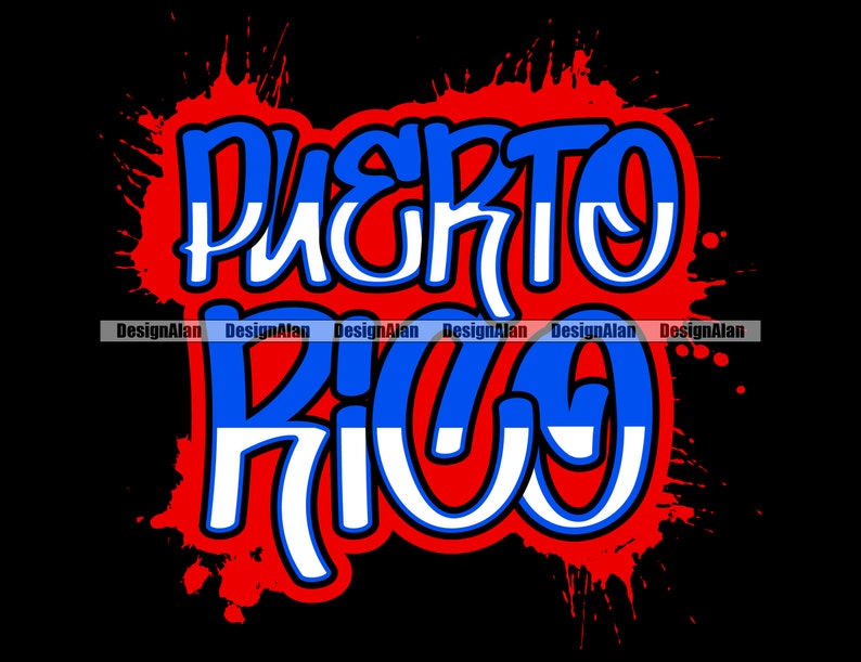 Puerto Rico Rican Flag Text Paint Splash Splatter Word Quote Spanish ...