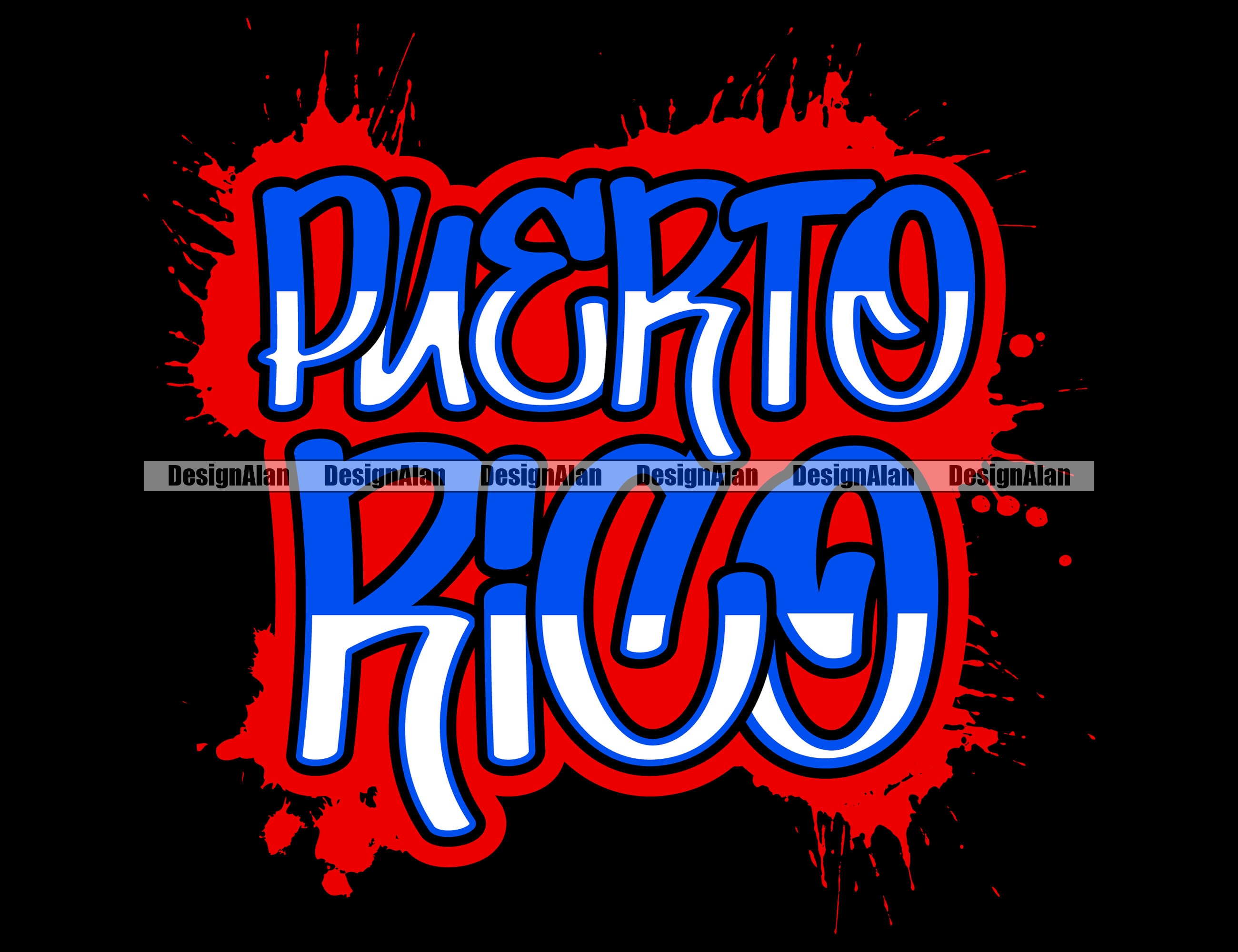 Puerto Rico Rican Flag Text Paint Splash Splatter Word Quote Spanish ...