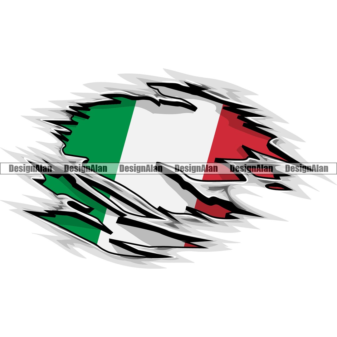 Italy Italian Sicily Flag Torn Ripped Through Fabric Wall Nation ...