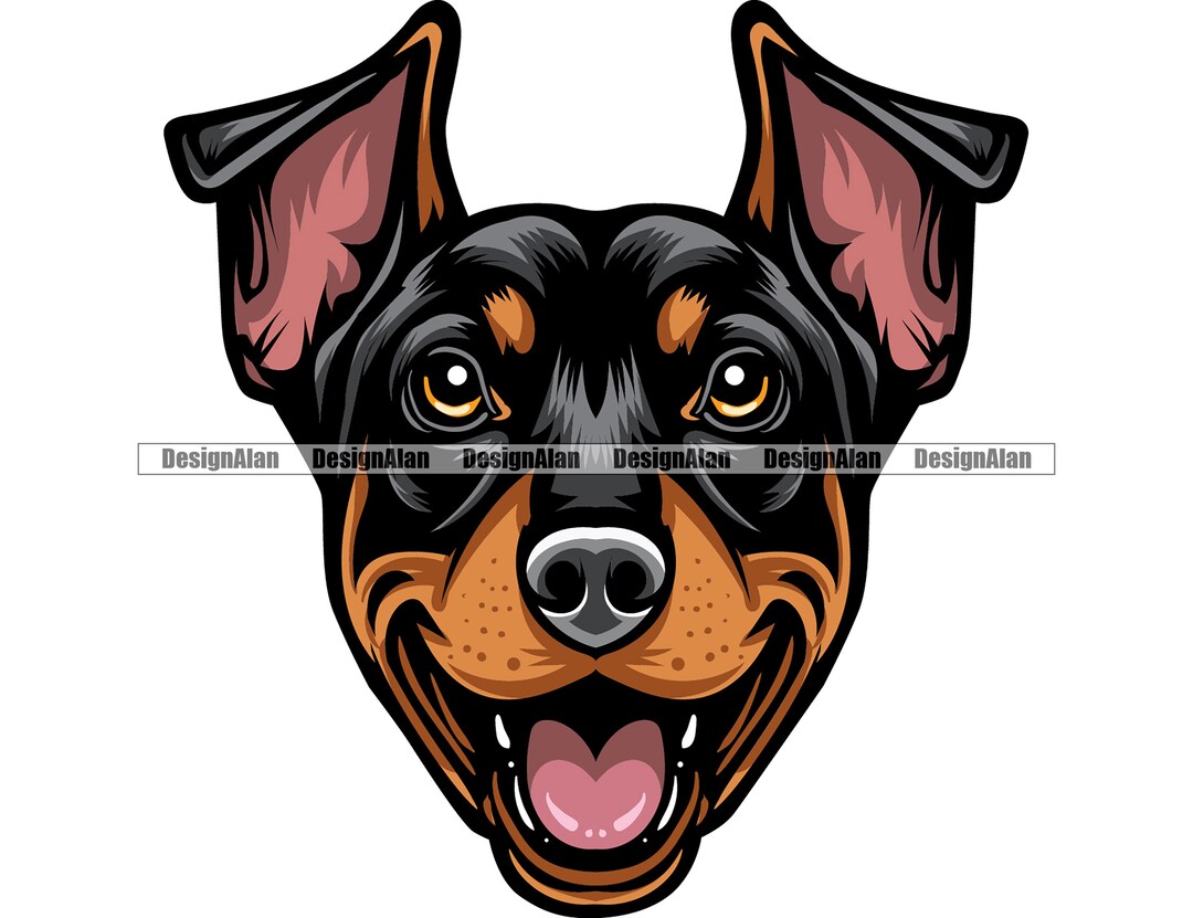 Doberman Pinscher Dog Smiling Puppy Face Pet Breed Pedigree - Etsy