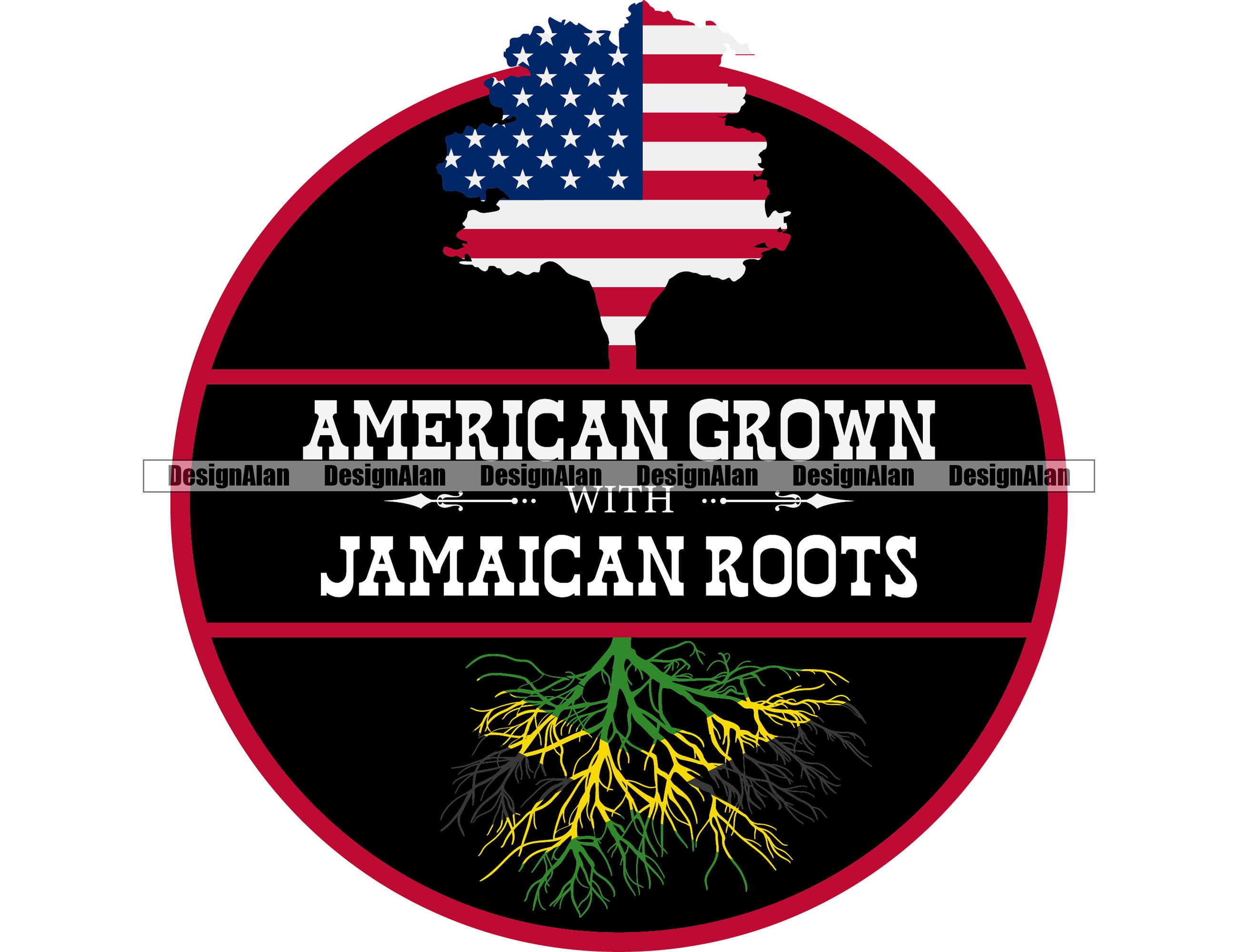 American Grown With Jamaican Roots Flag Pride Jamaica Reggae Reggaeton ...