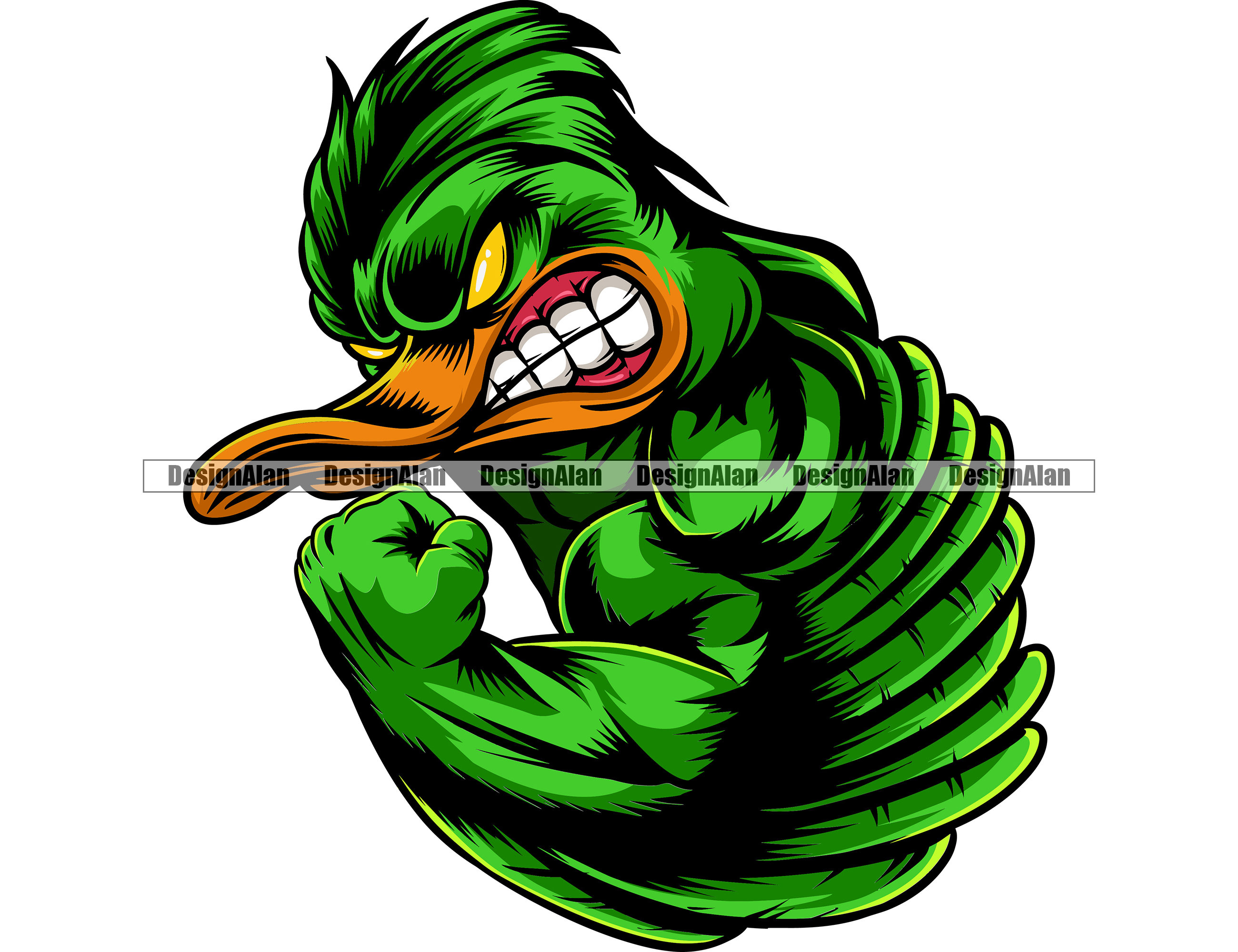 Duck School Mascot Sports Team League Fantasy Cartoon Character Angry ...