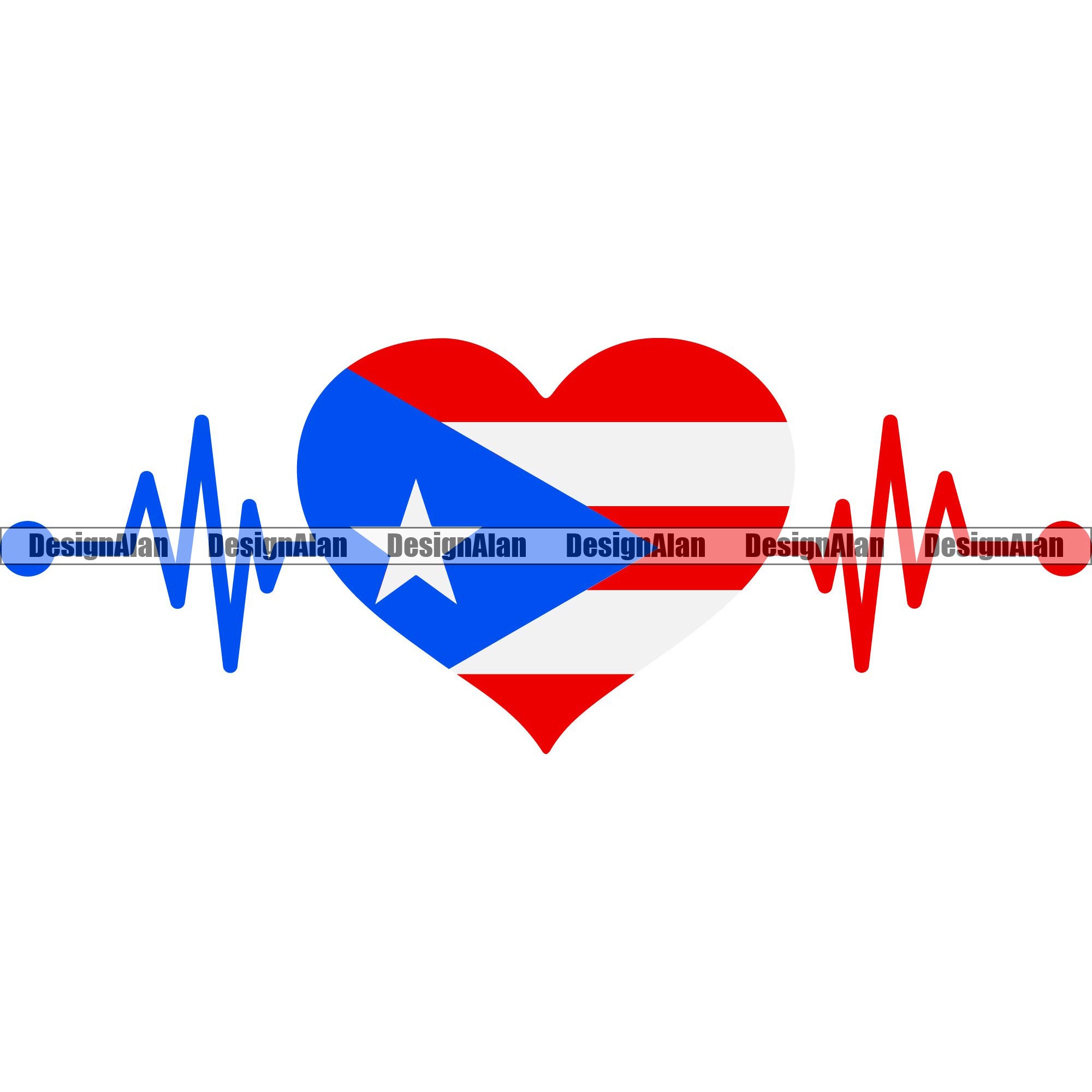 Puerto Rico Rican Heartbeat Heart Love Ethnic EKG Wave Pride Spanish ...