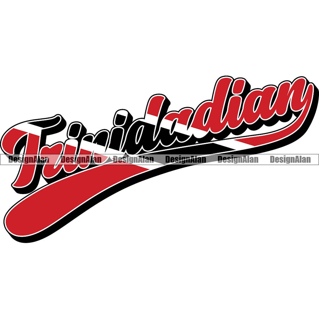 Trinidad and Tobago Trinidadian Flag Cursive Swoosh Sports Text Ethnic ...
