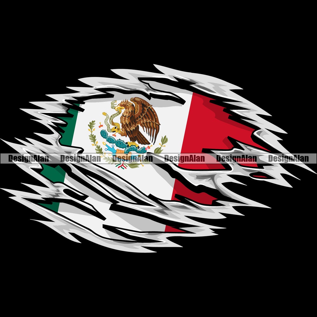 Mexico Mexican Flag Torn Rip Ripped Through Fabric Wall Spanish Latino ...