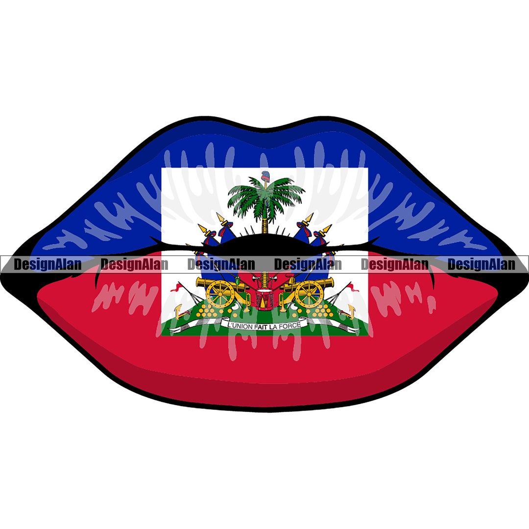Haiti Haitian Creole Flag Sexy Lips Kiss Sexual Biting Cute Etsy