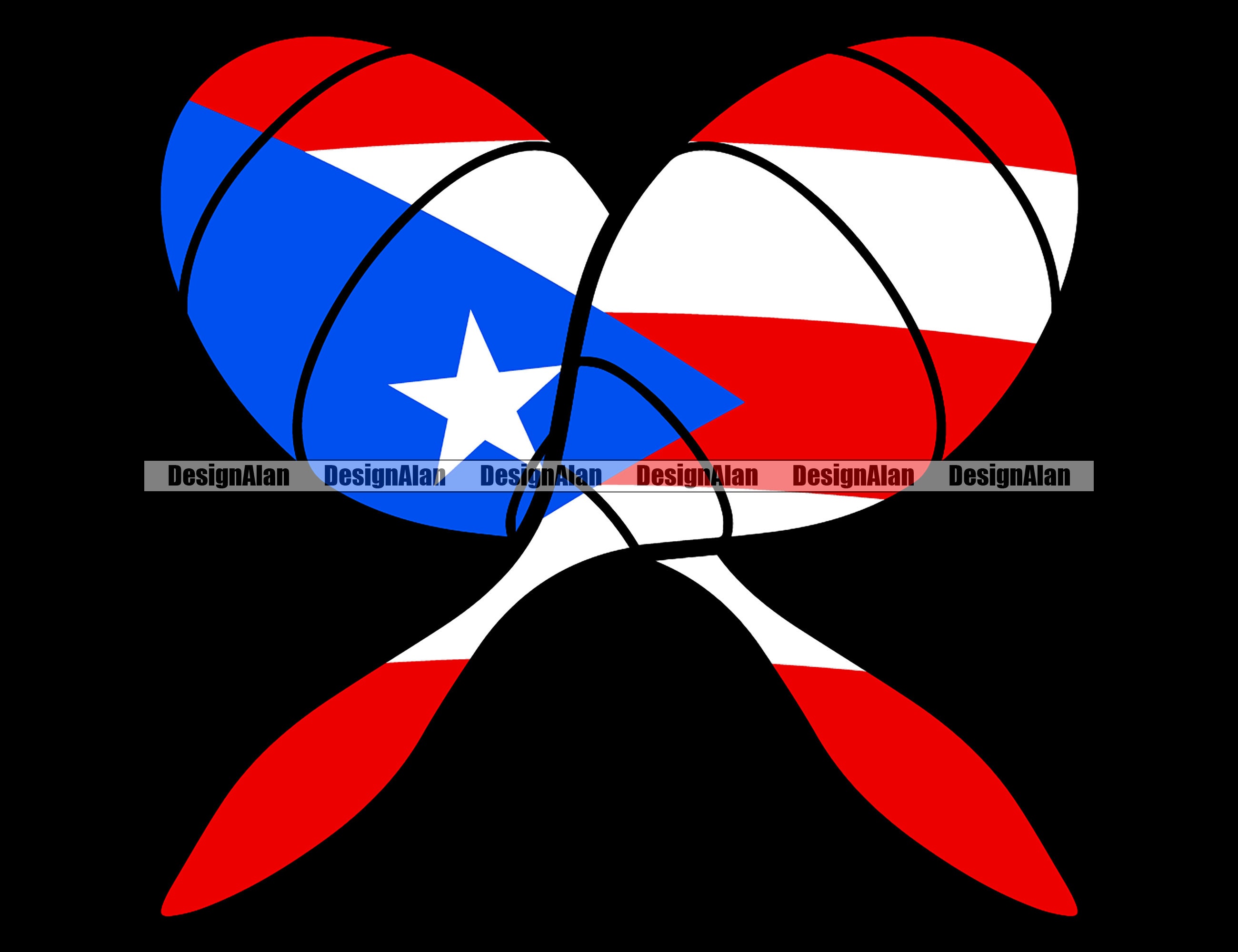 Puerto Rico Rican Flag Maracas Music Instrument Caribbean Island ...
