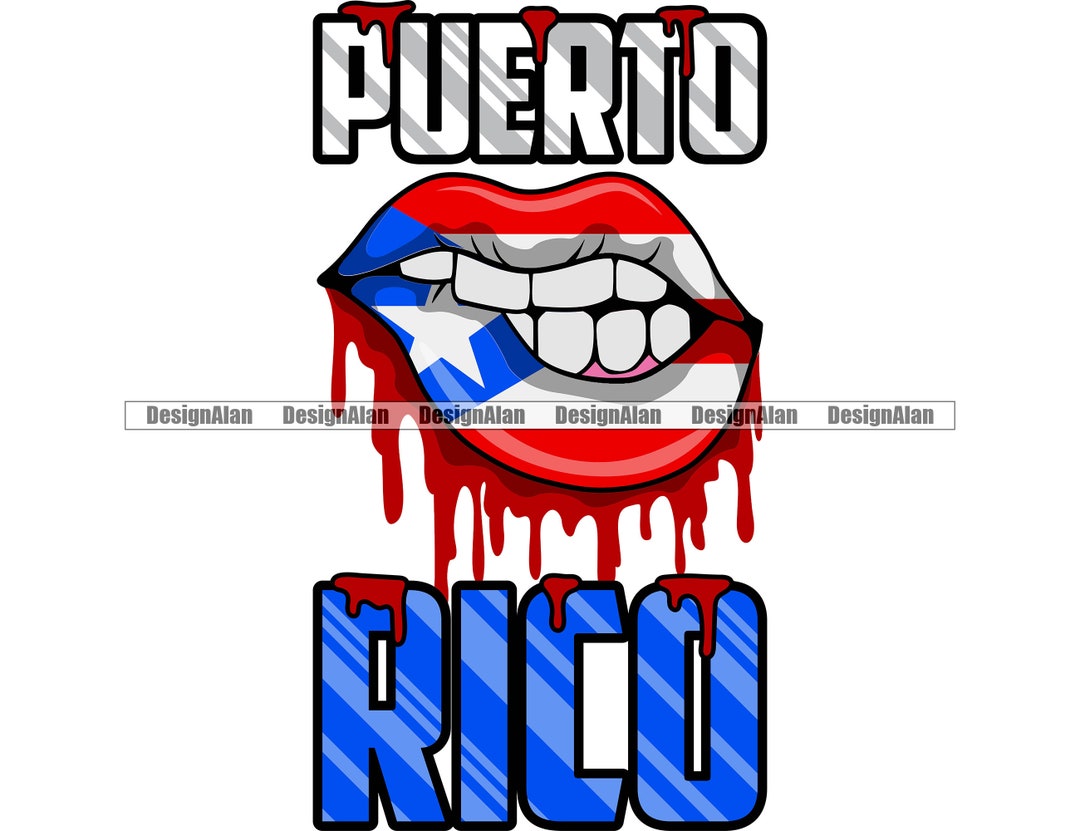 Puerto Rico Rican Flag Sexy Lips Biting Bite Dripping Spanish - Etsy