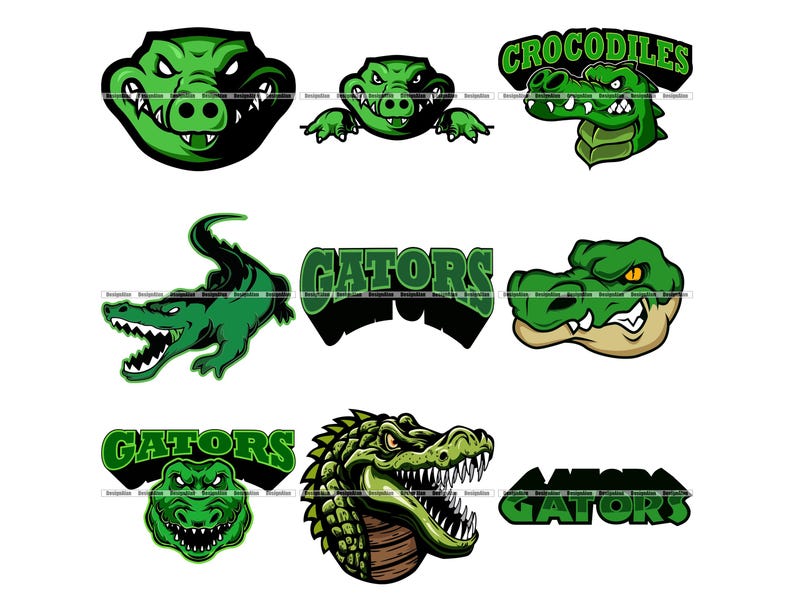 Gator Alligator Design Bundle: Mascot Logo Graphics (SVG, PNG, JPG Cut ...