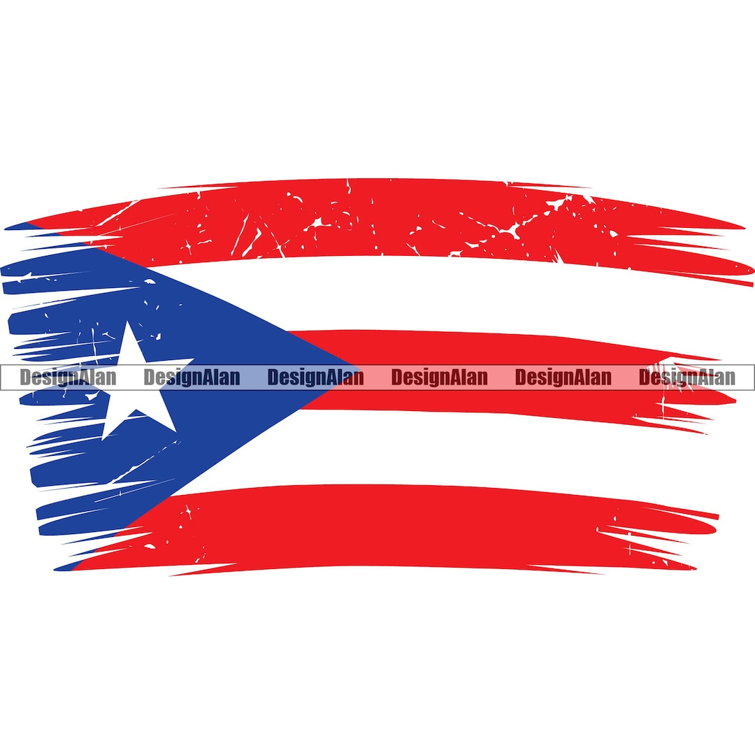 Puerto Rico Rican Distressed Torn Ripped Rip Curved Flag Quote Proud ...