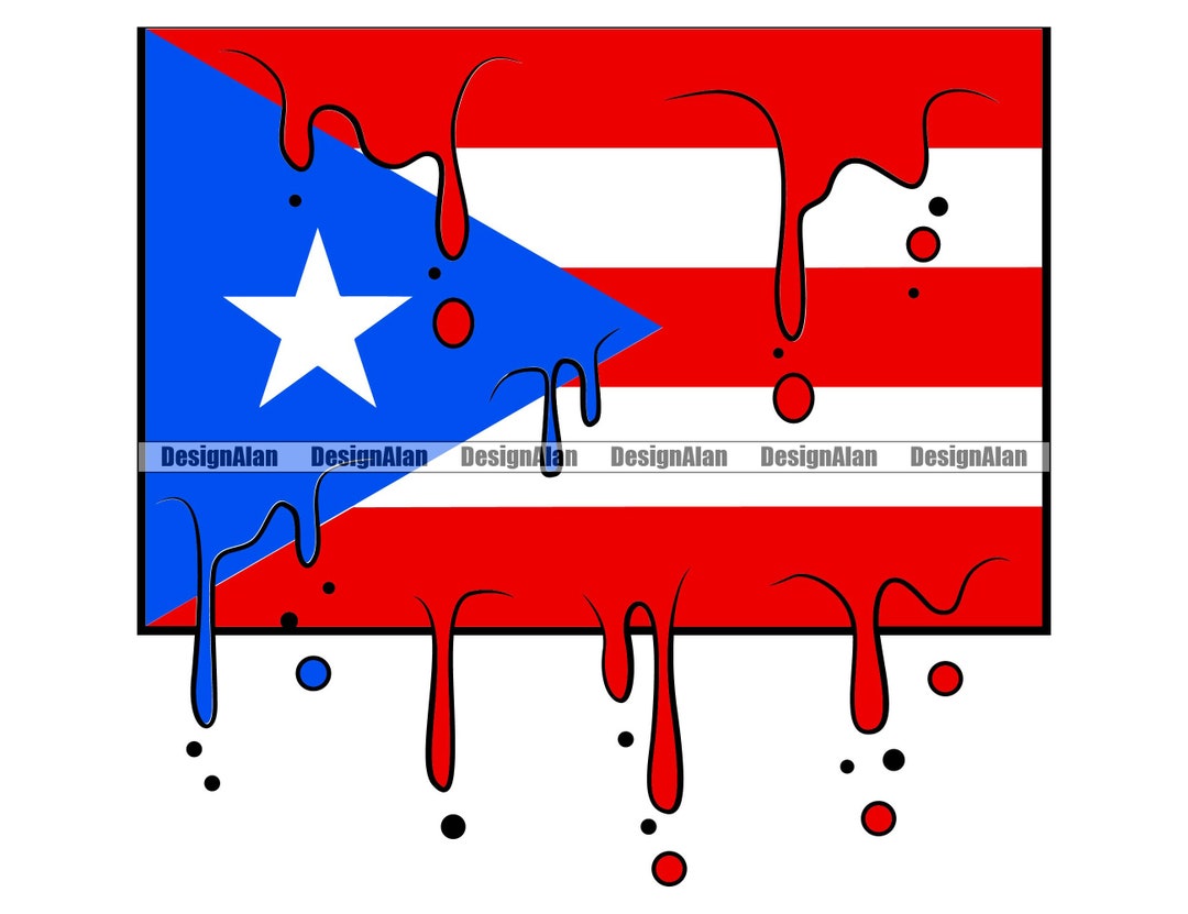 Puerto Rico Rican Flag Drip Dripping Melt Melting Pride Spanish Latino ...