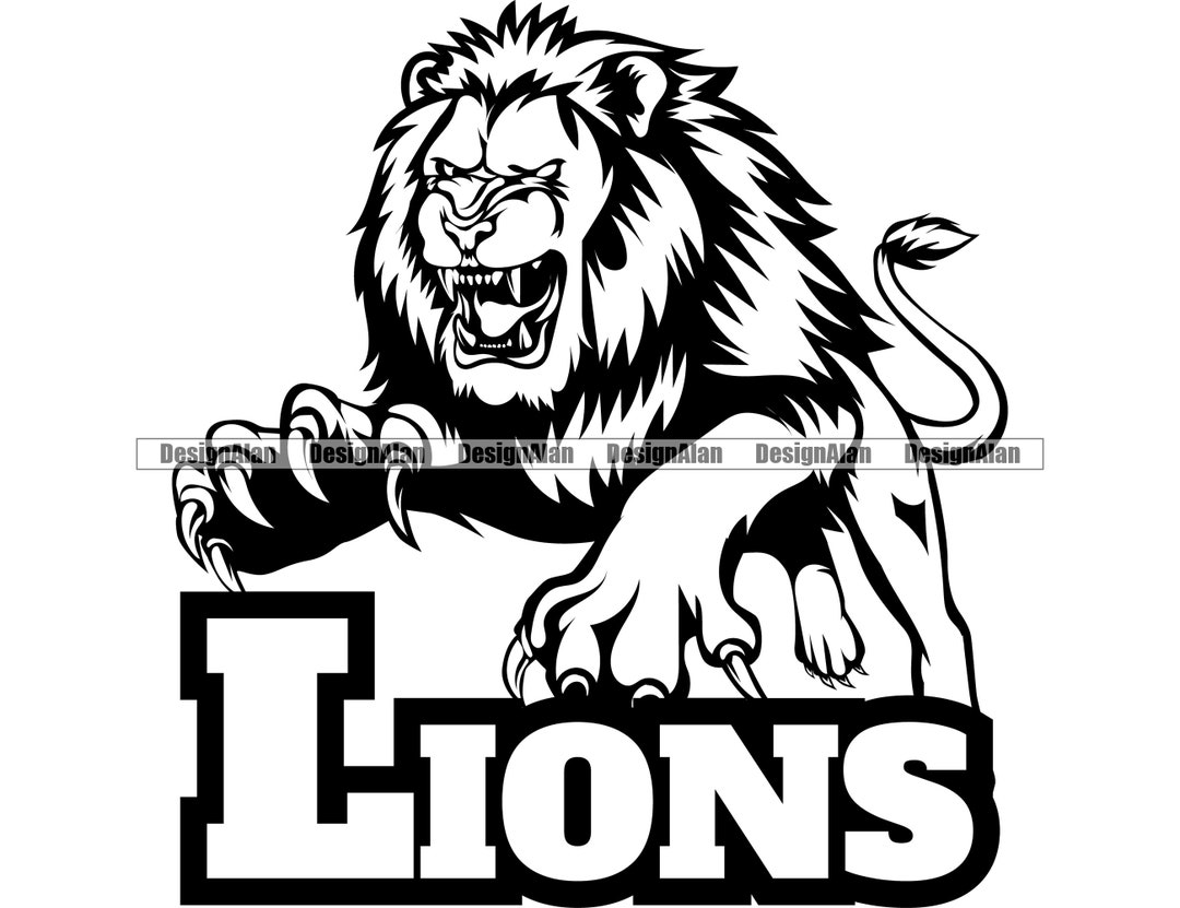 Lion School Mascot Sports Team Cartoon Character Big Cat Claws ...