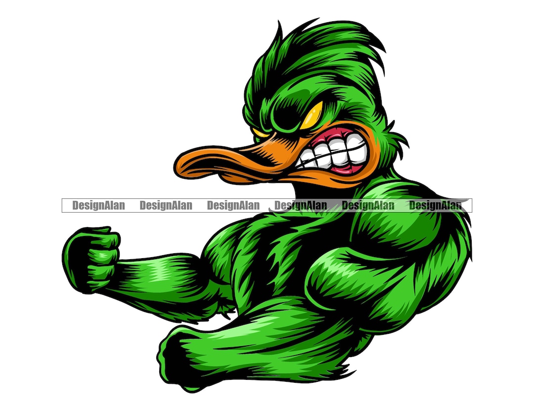 Duck School Mascot Sports Team League Fantasy Cartoon Character Angry ...