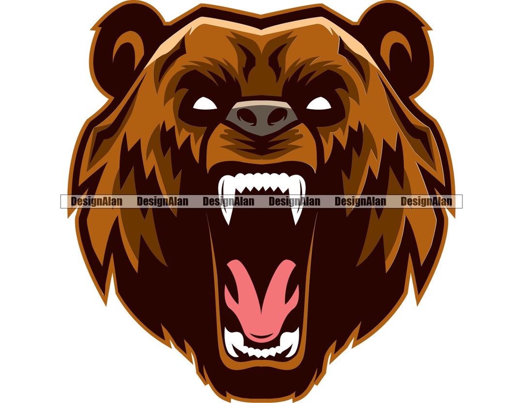 Grizzly Brown Bear School Mascot Sports Team Growling Mean Angry Scary ...