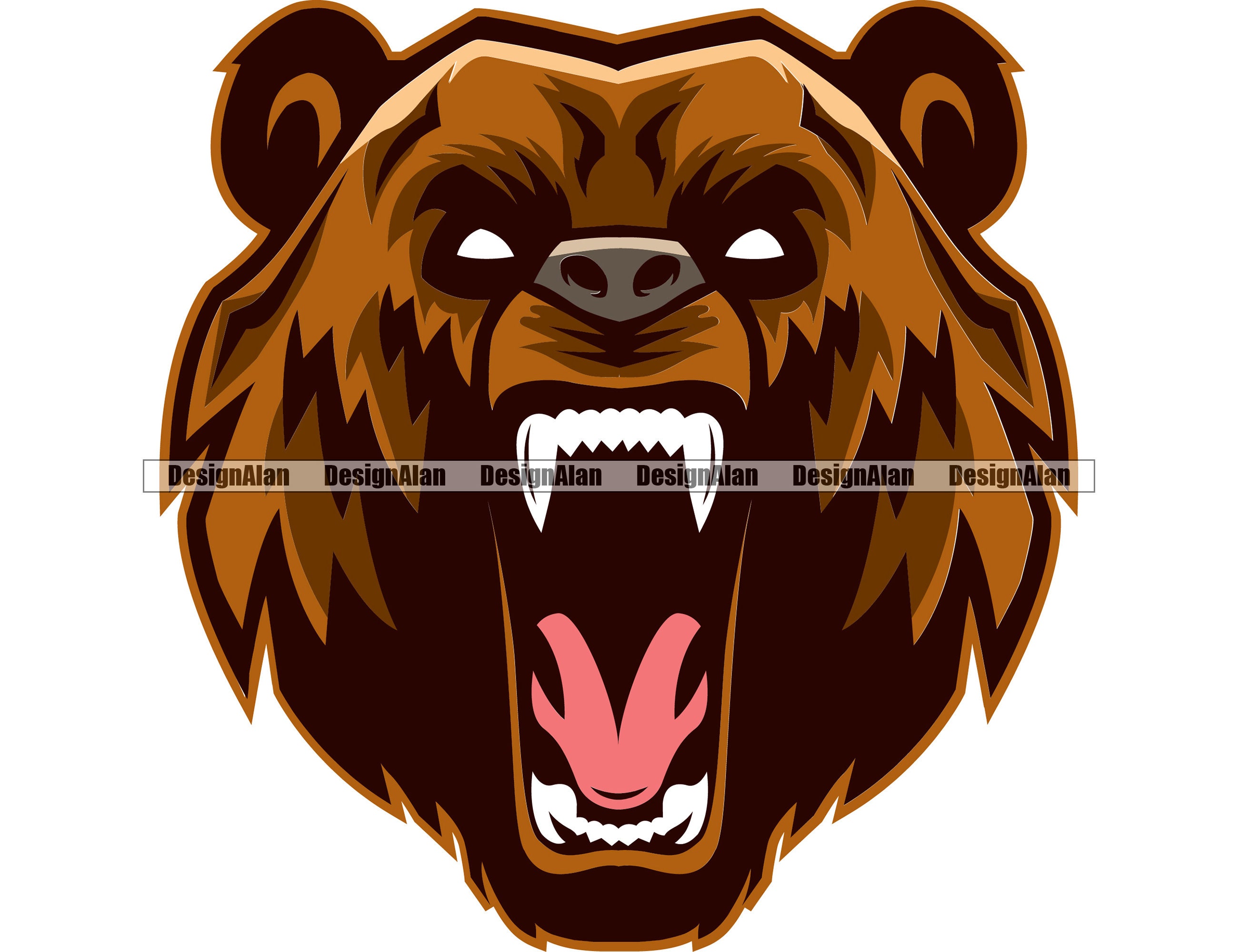 Grizzly Brown Bear School Mascot Sports Team Growling Mean Angry Scary ...