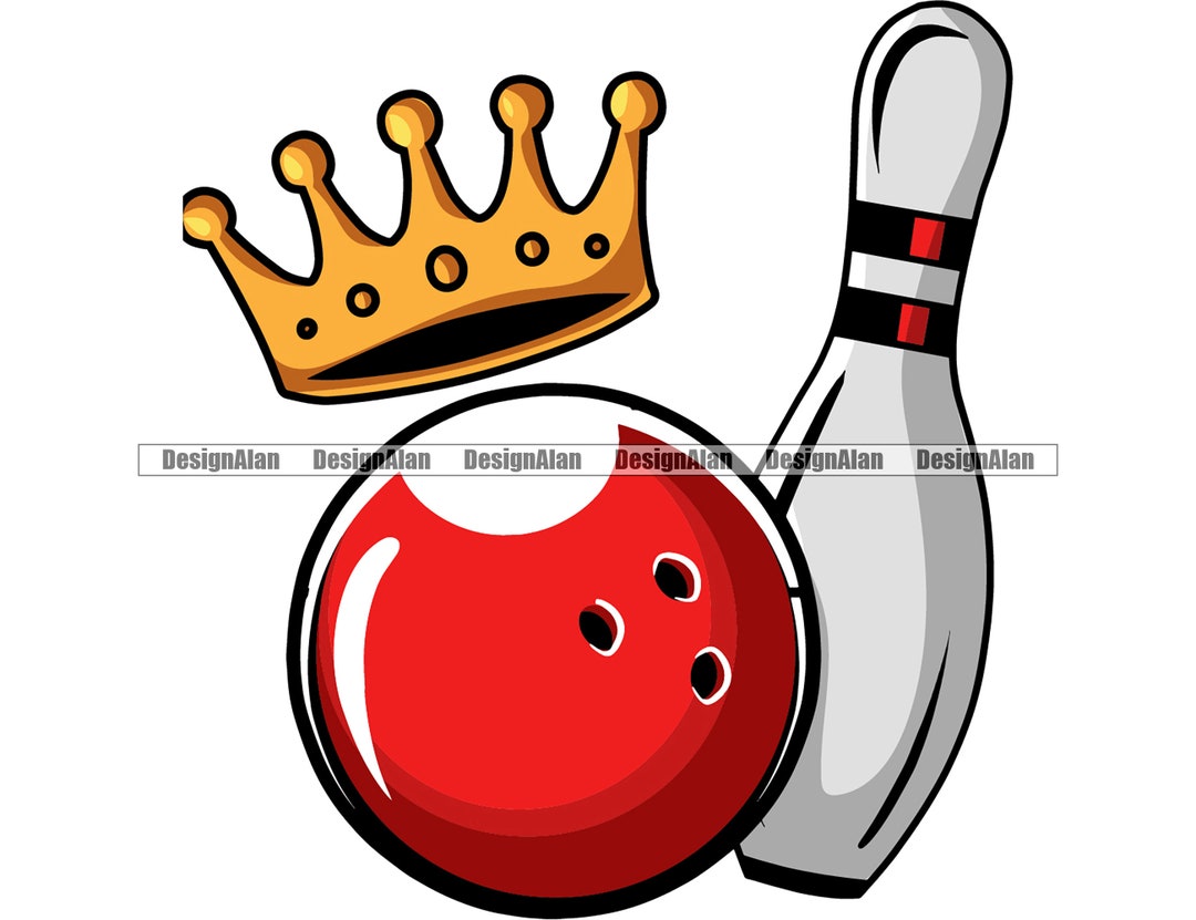 Bowling King Champion Ball Pins Strike Bowl Sports Team League Champ ...