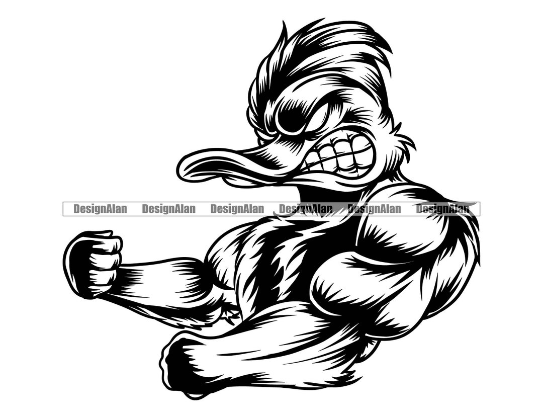 Duck School Mascot Sports Team League Fantasy Cartoon Character Angry ...