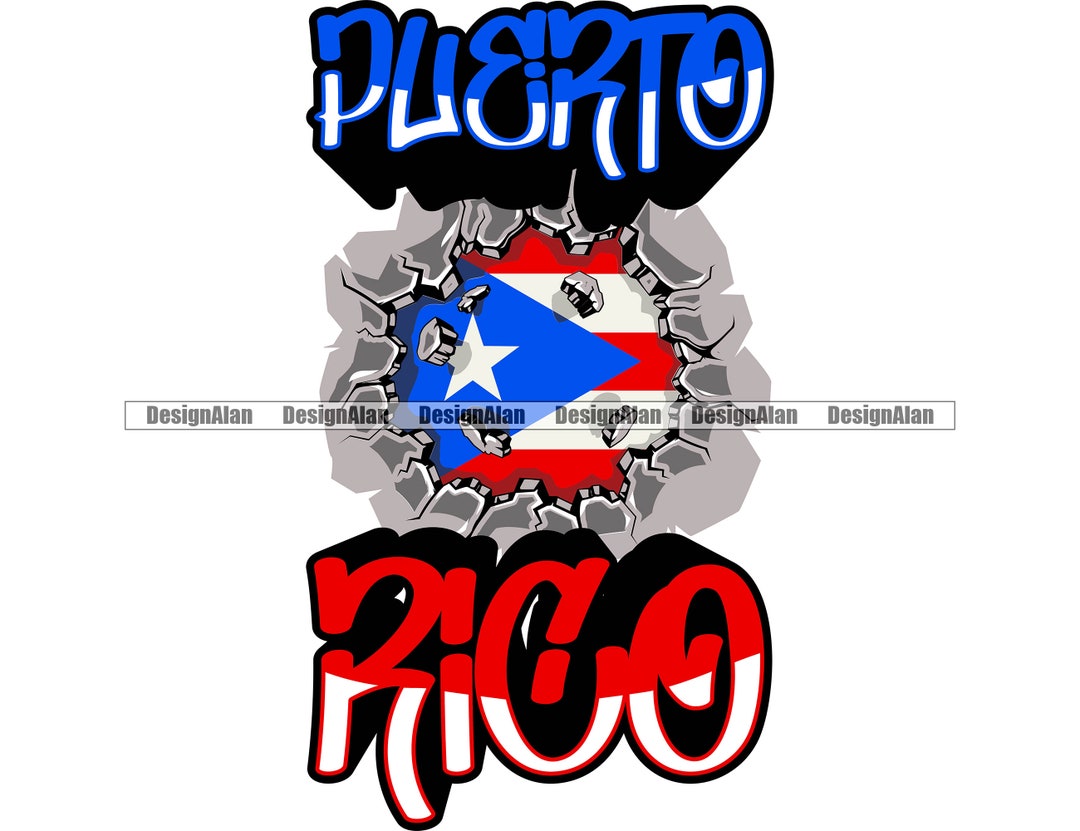 Puerto Rico Rican Flag Breaking Through Wall Spanish Latino Hispanic ...