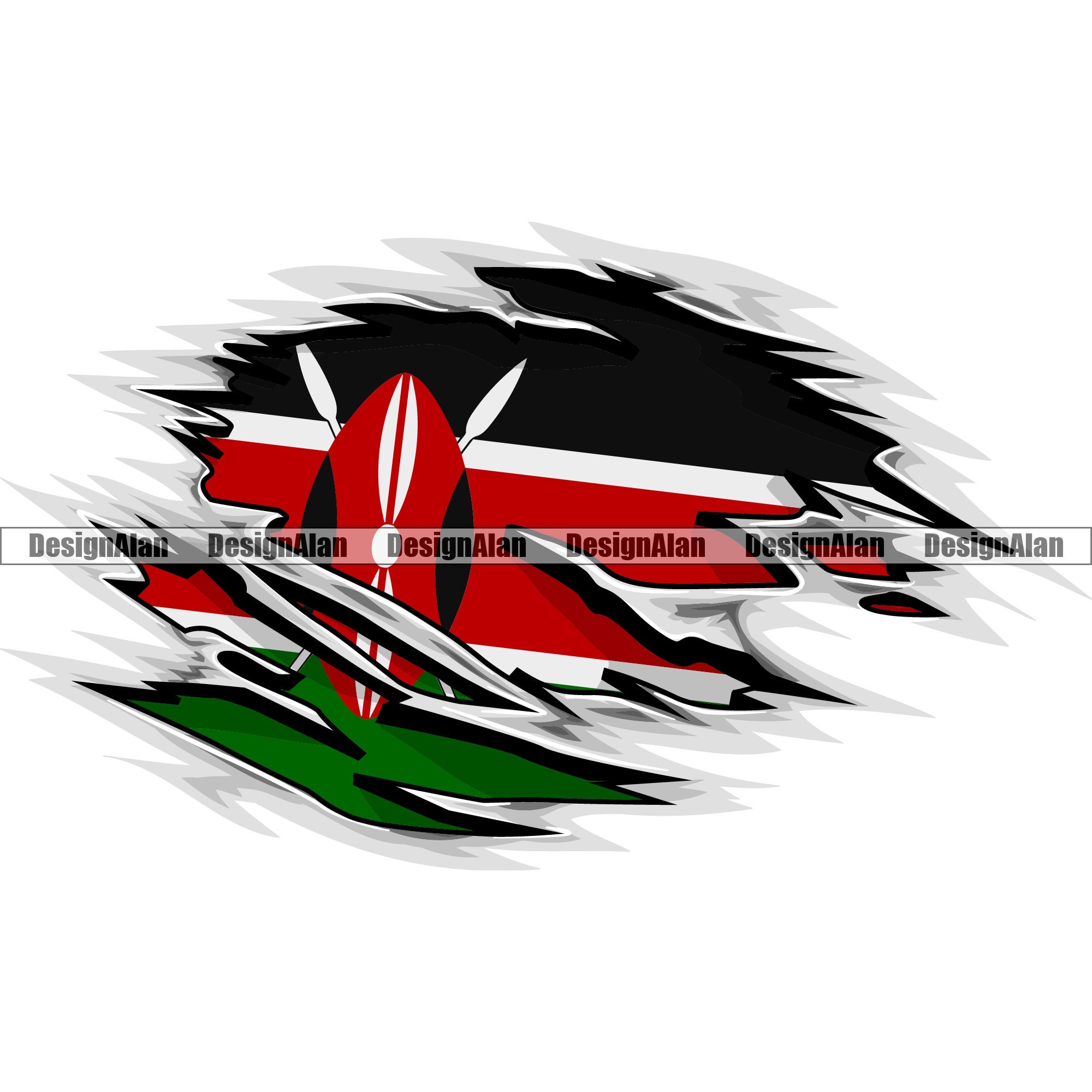 Kenya Kenyan Africa African Flag Torn Ripped Through Fabric Wall Nation ...
