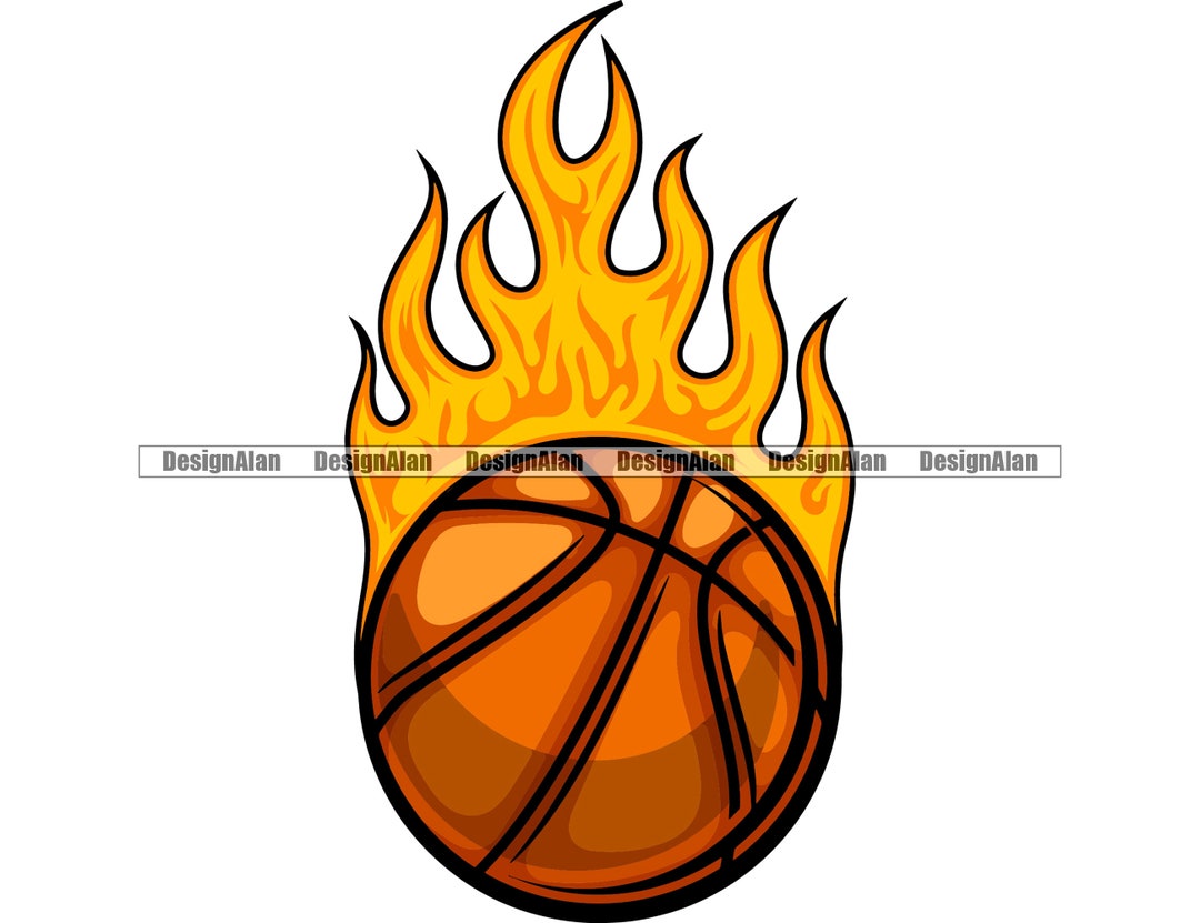 Flaming Basketball Ball Fire Flames Sports Game School Team Player ...