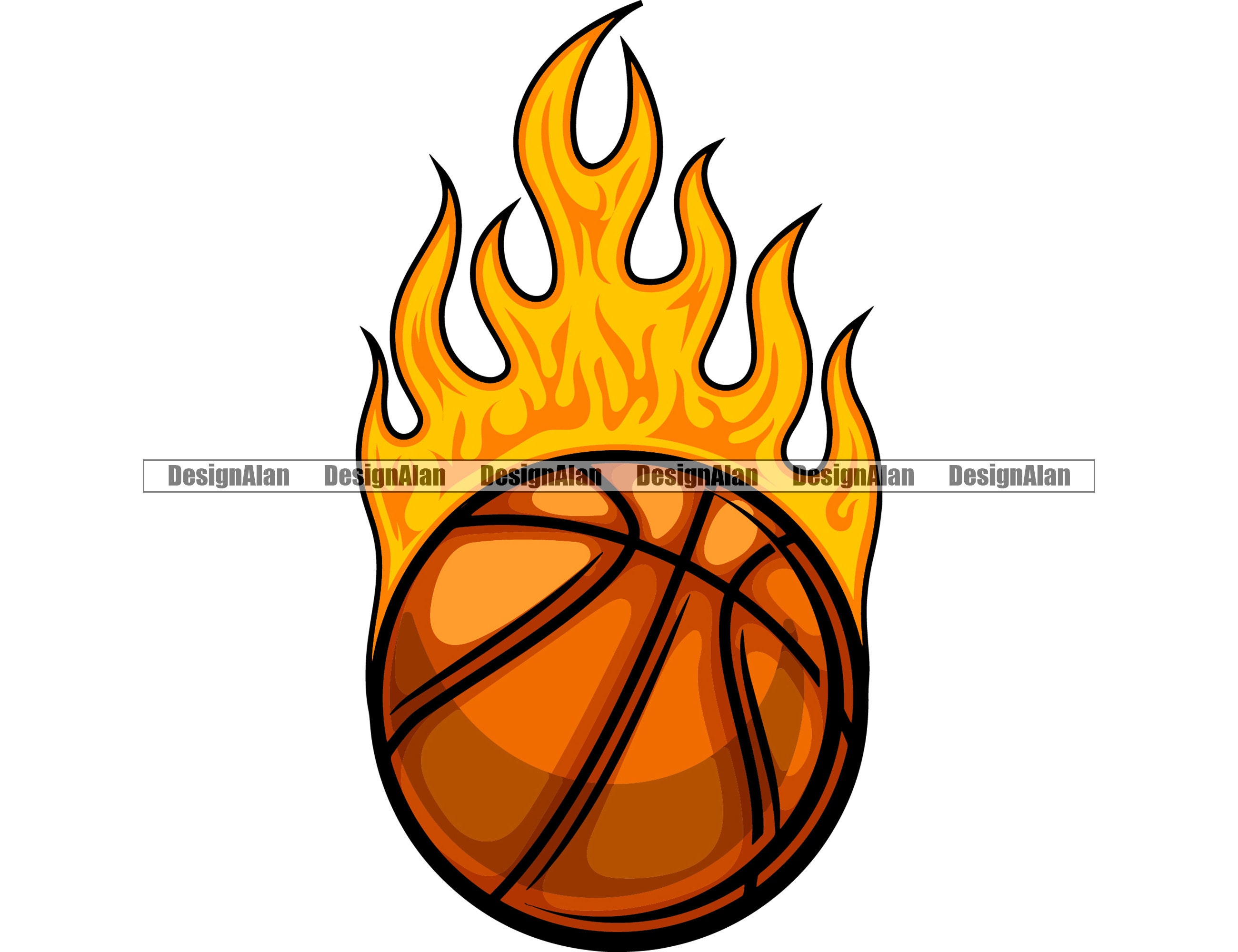 Flaming Basketball Ball Fire Flames Sports Game School Team Player ...