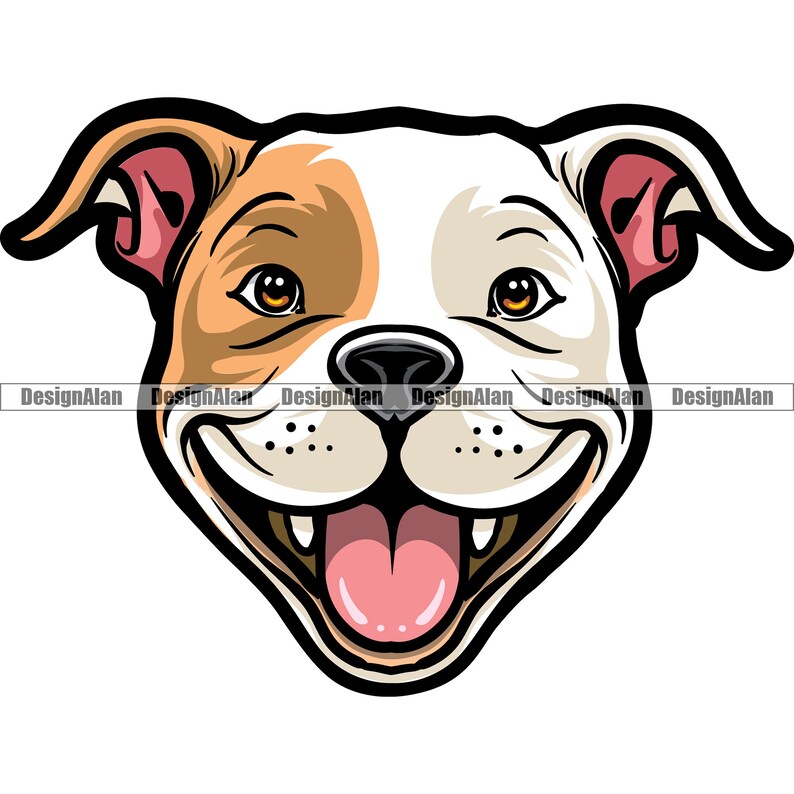 American Pit Bull Terrier Dog Smiling Puppy Face Head Pet Breed ...