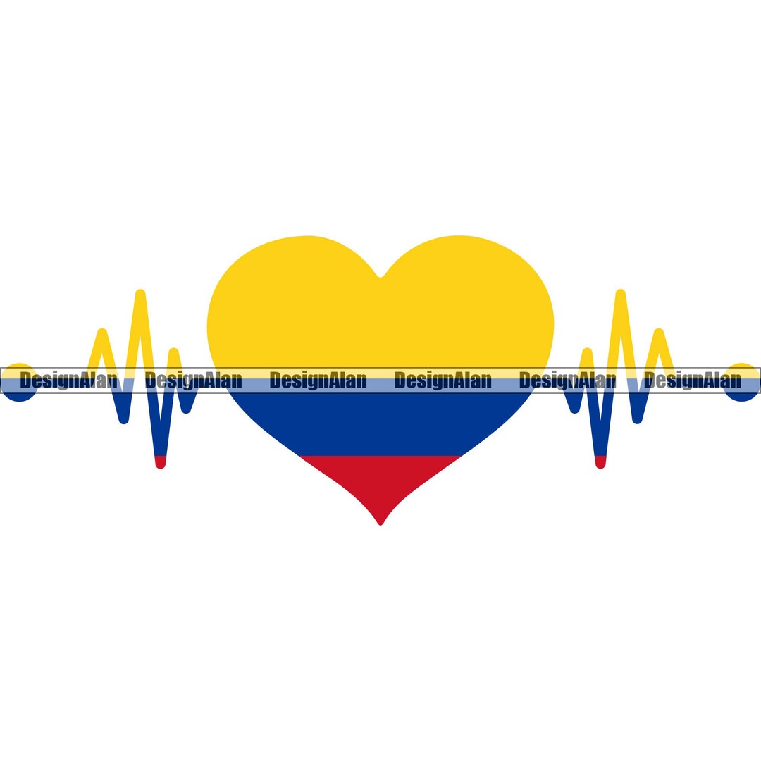 Colombia Heartbeat Heart Love Ethnic EKG Wave Pride Spanish Latino ...