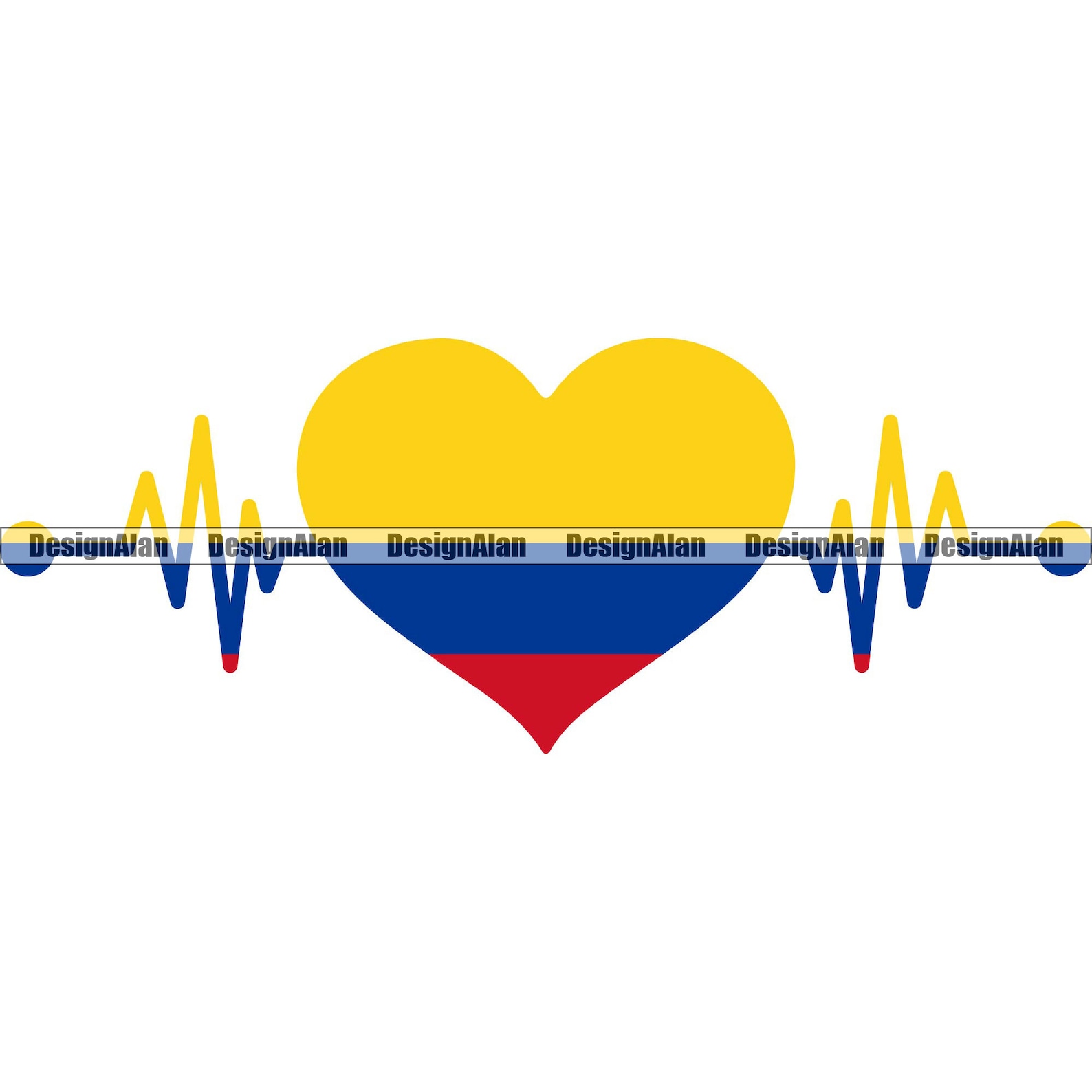 Colombia Heartbeat Heart Love Ethnic EKG Wave Pride Spanish Latino ...