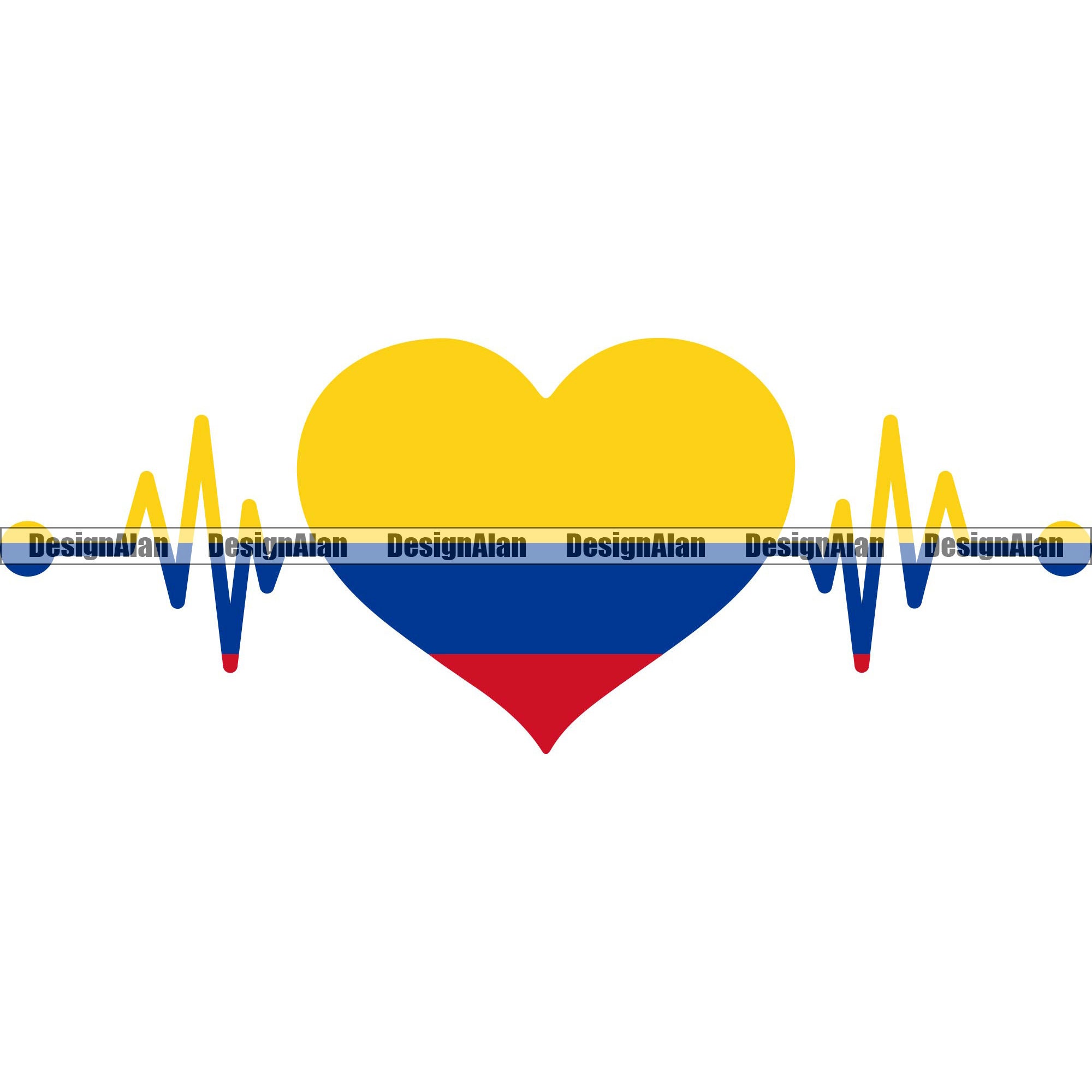 Colombia Heartbeat Heart Love Ethnic EKG Wave Pride Spanish Latino ...