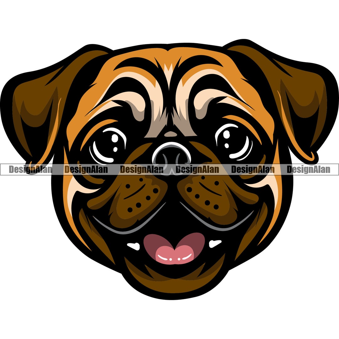 Pug Dog Smiling Cute Puppy Face Head Pet Trainer Breed Boston - Etsy