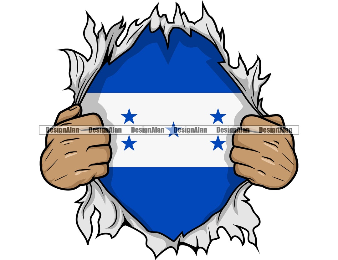 Honduras Honduran Superhero Hands Ripping Open Shirt Showing Flag ...