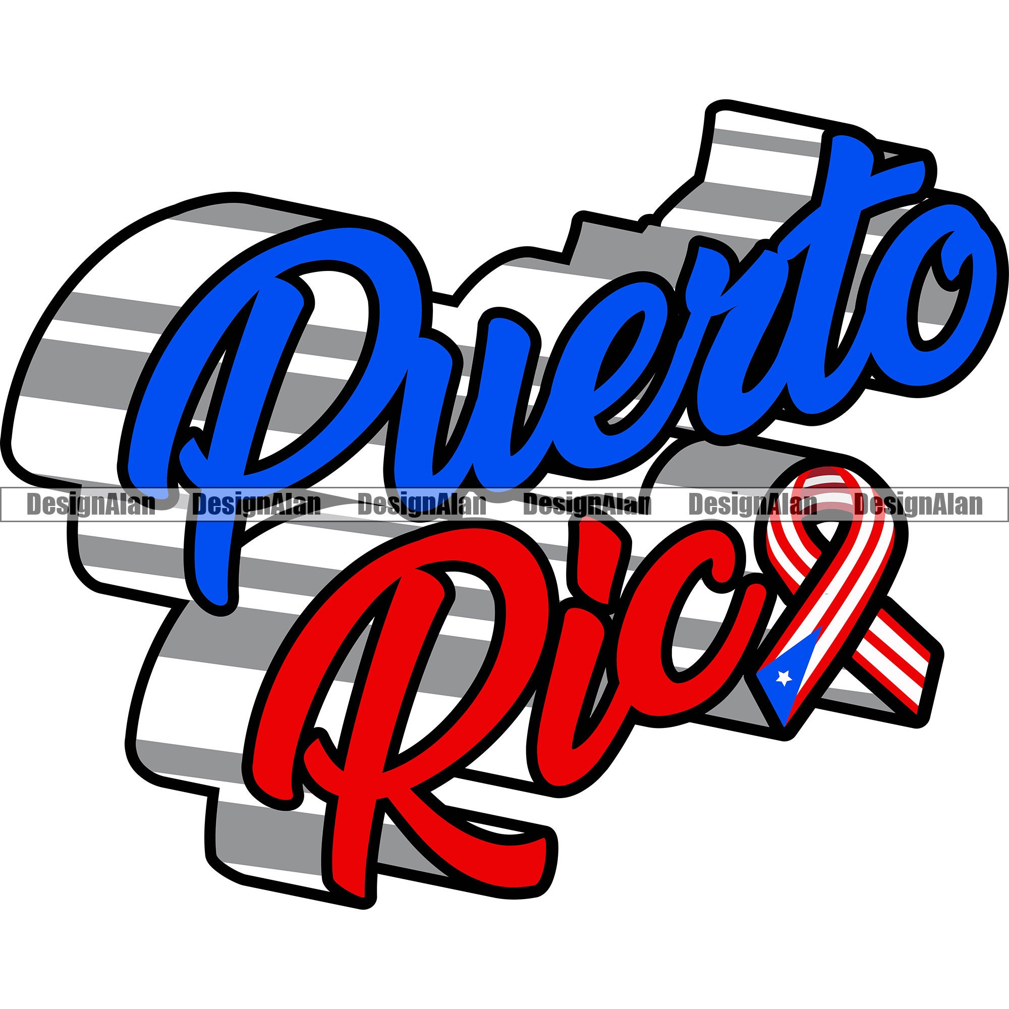 Puerto Rico 3D Text 3-D Word Rican Support Flag Caribbean Island Proud ...