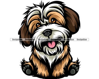 Lhasa Apso Smiling Dog Happy Cute Face Canine Pet Havanese Shih Tzu Paw ...