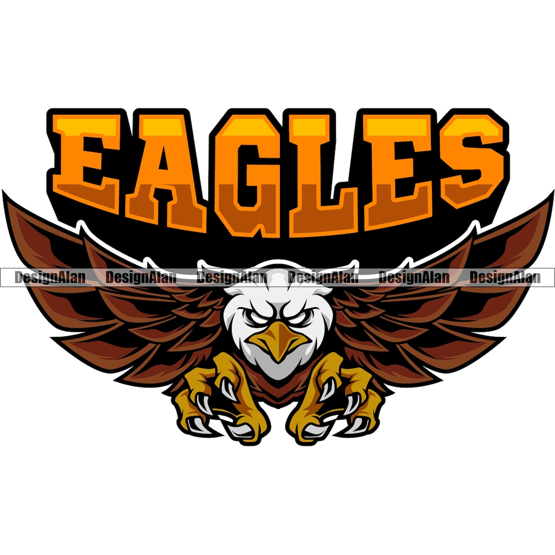 American Bald Eagle School Mascot Sports Team Bird Flying Wings Sharp ...