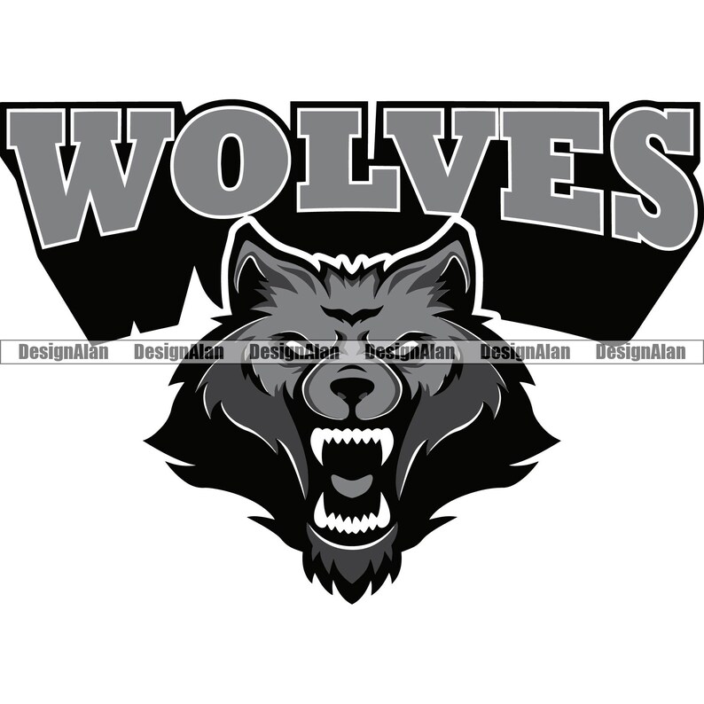 Wolf School Mascot Sports Team Fantasy League Cartoon Animal Angry ...