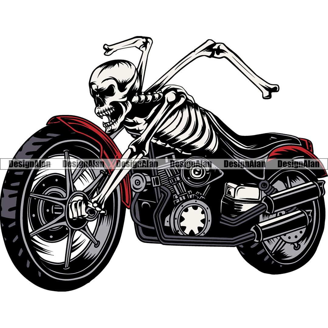 Skeleton Motorcycle Bike Bone Handlebars Custom Chopper Mechanic Ride ...