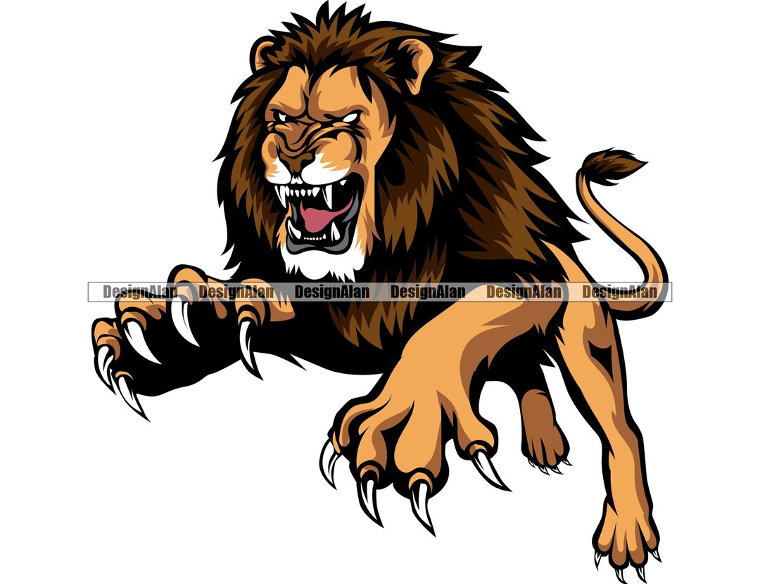 Lion School Mascot Sports Team Cartoon Character Big Cat Claws ...