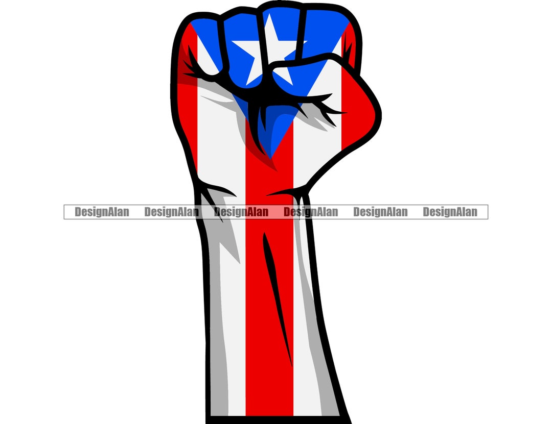 Puerto Rico Rican Flag Fist Hand Unity Ethnic People Power Pride ...