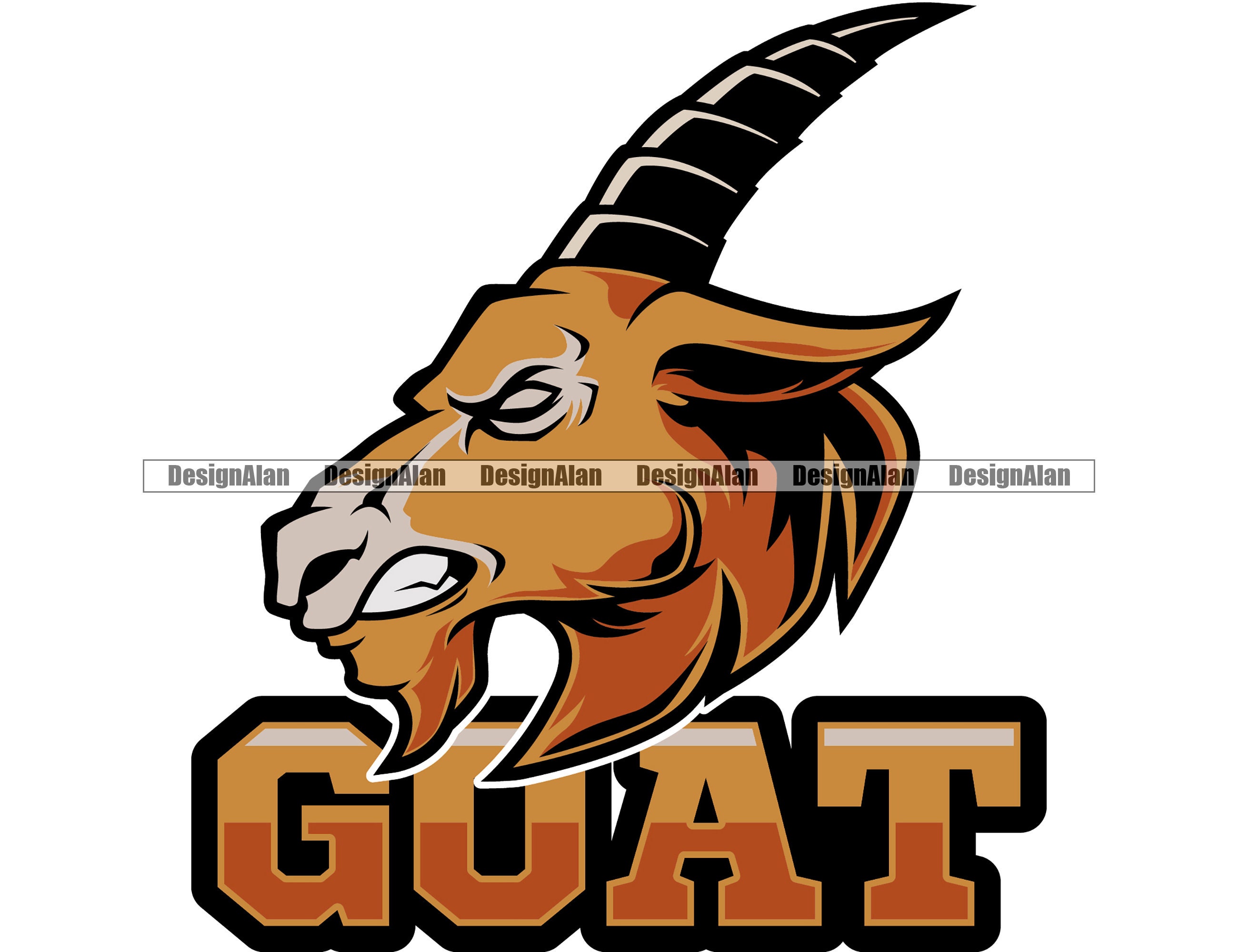 Goat G.O.A.T. Greatest of All Time School Mascot Sports Team Mean Farm ...