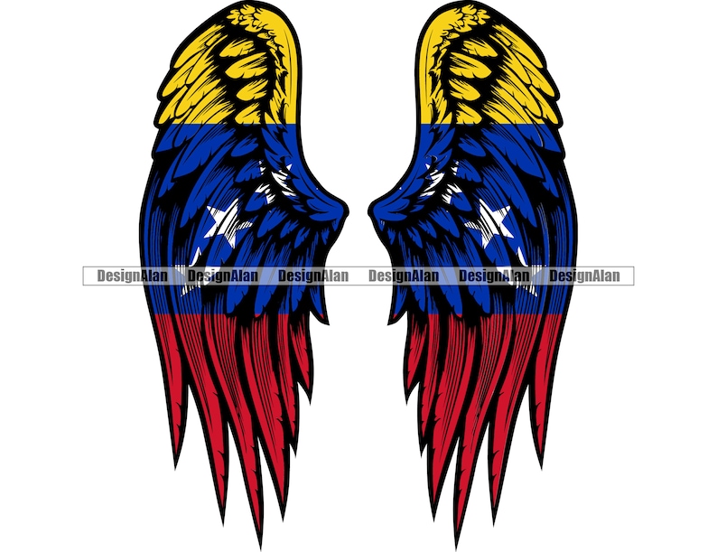 Venezuela Venezuelan Angel Wings Flag Feather Freedom Spanish Latino ...