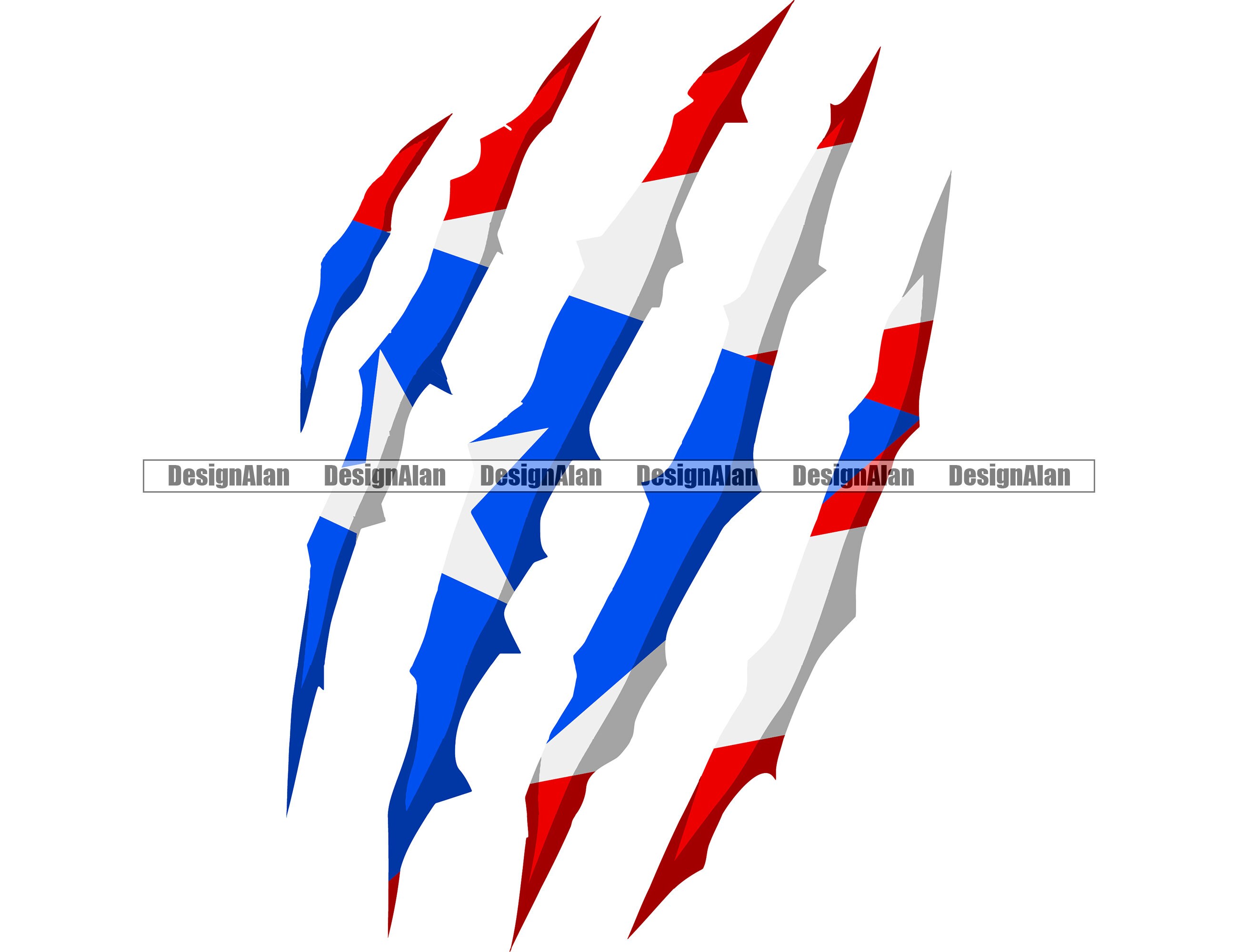Puerto Rico Rican Flag Animal Claw Scratch Monster Rip Ripped Pride ...