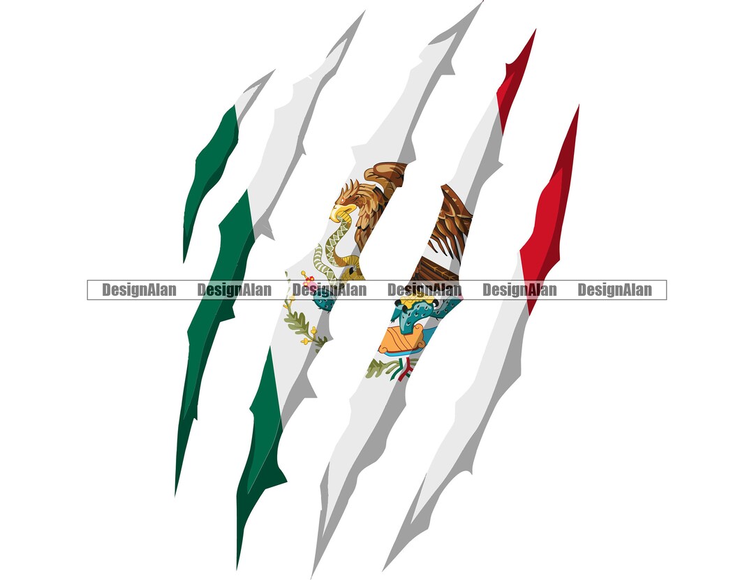 Mexico Mexican Flag Animal Claw Scratches Monster Rip Proud Spanish ...