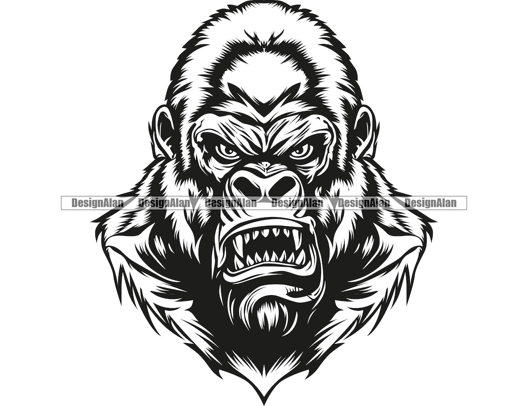 Gorilla School Mascot Sports Team Angry Mean Growling Teeth Silverback ...